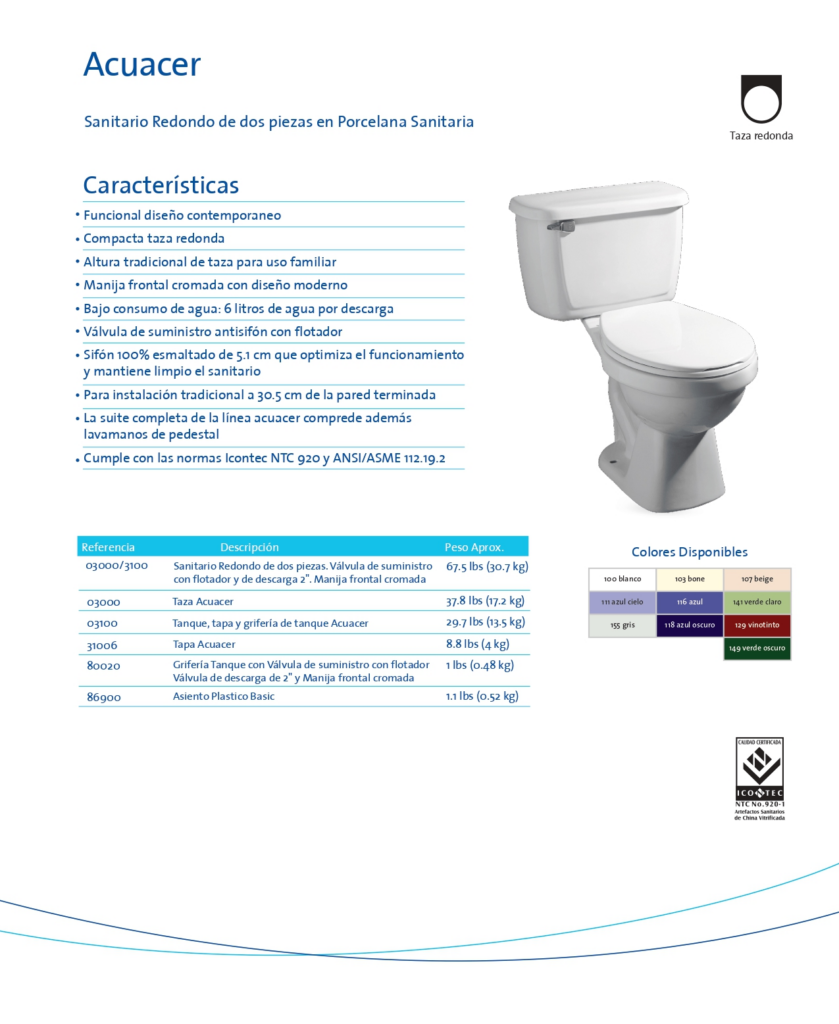 Inodoro Acuacer Ecoline Bone Con Asiento – La Iberica
